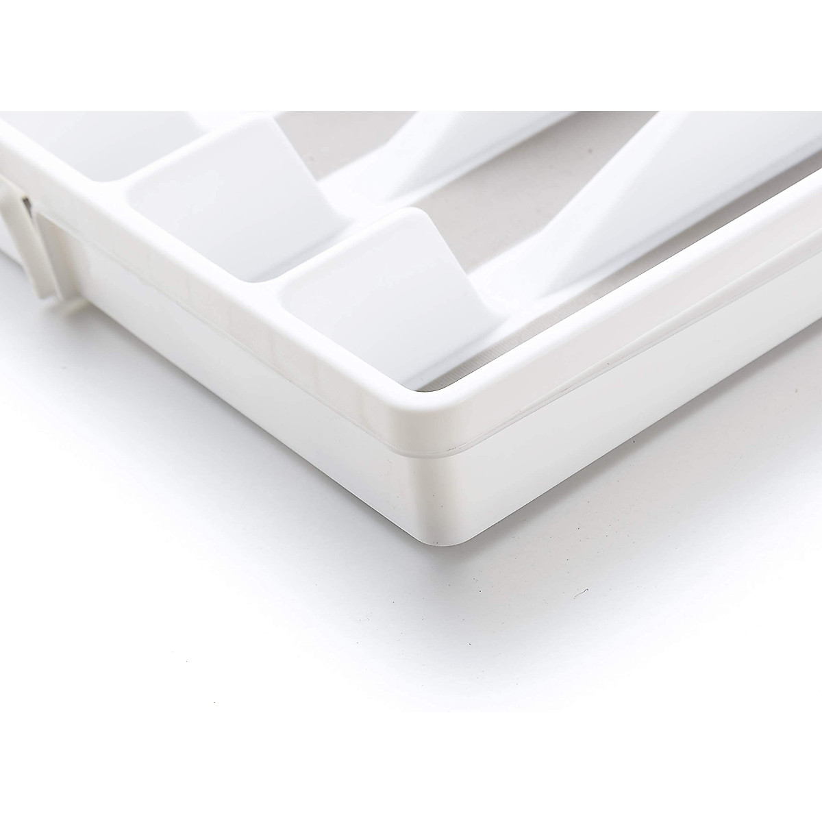 JINAMART Silverware Organizer Tray,Kitchen Utensils Holder and Cutlery Tray with Grooved Drawer Dividers,6-Compartments,Kitchen Drawer Organizer,Non-Slip Rubber Feet,BPA-Free (Expandable-compartment)