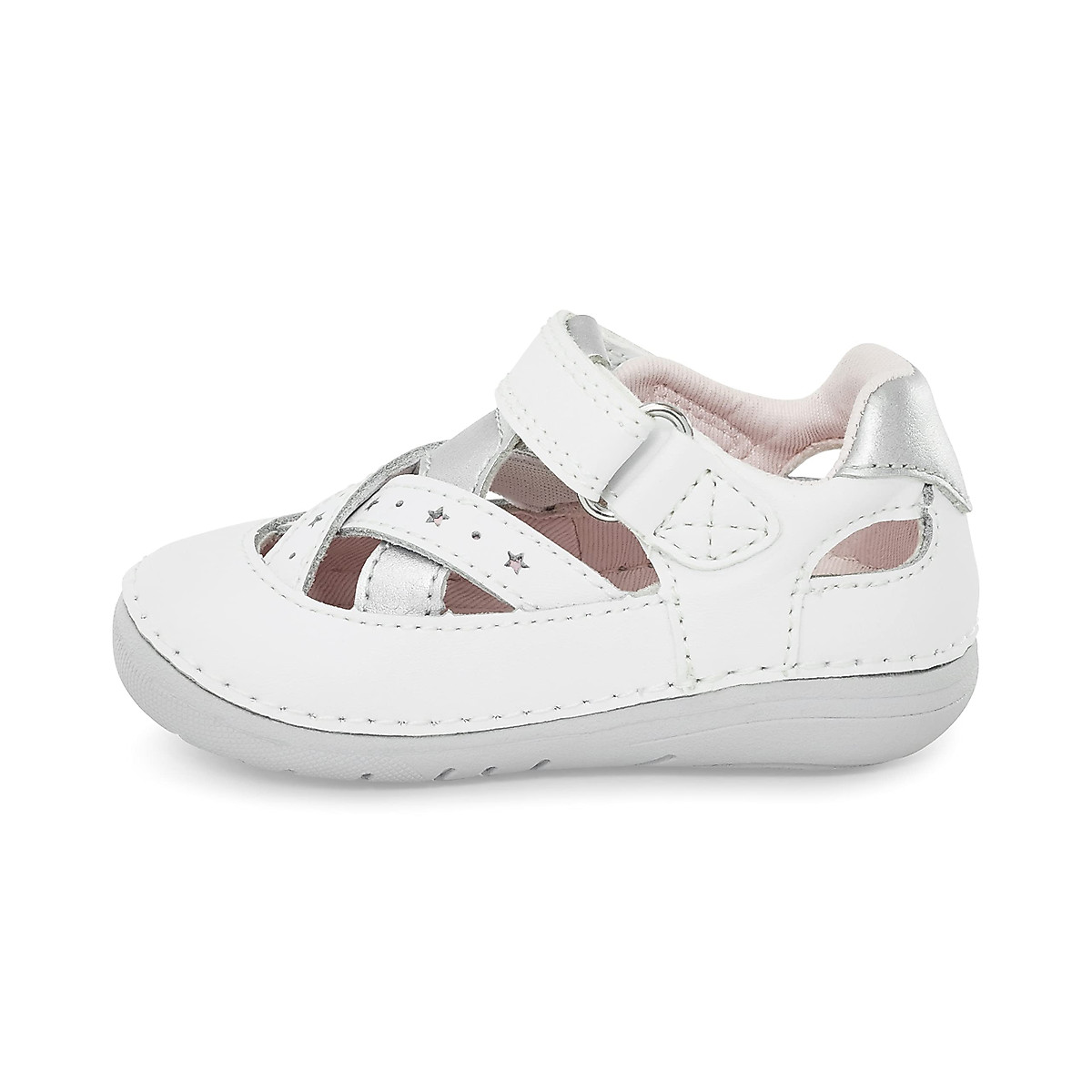 Stride Rite baby girls Sm Kiki2 Sandal, White, 3.5 Wide Infant US