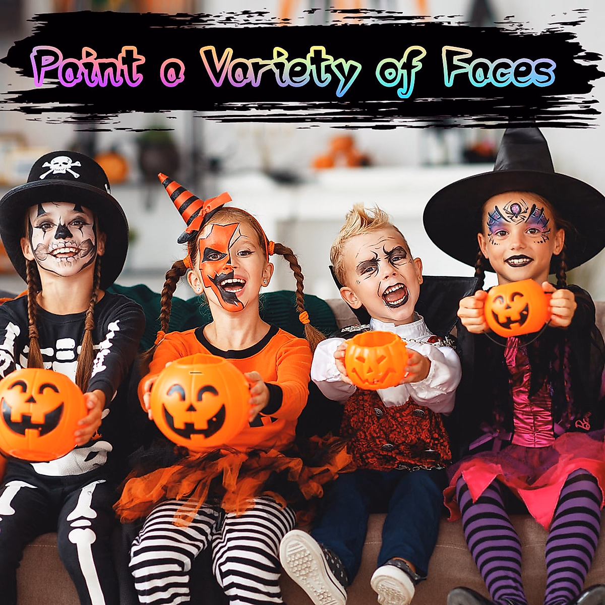 Fenmay Face Painting Kit for Kids, 24 Colors Washable Face Paint, Safe for Sensitive Skin, Non-Toxic Professional Face Painting Kit, Halloween Birthdays Makeup Set with Stencils, Guide Book