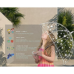 Baraida Kids Clear and Transparent Umbrella with an Easy Grip Handle, Dome Bubble Umbrella, Windproof for Kids Boys and Girls, Little Stars