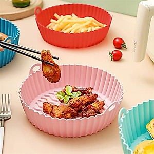 NorthEarth 8.5 inch Air Fryer Silicone Pot -Food Safe Air fryers Oven Accessories | 2 Pack Reusable Air Fryers Baking Oven Accessories Food Grade Non Stick Replacement Parts Tray (Blue&Green)