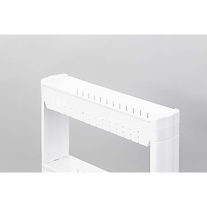 Basicwise Plastic Storage Cabinet Organizer 3 Shelf Cart, White