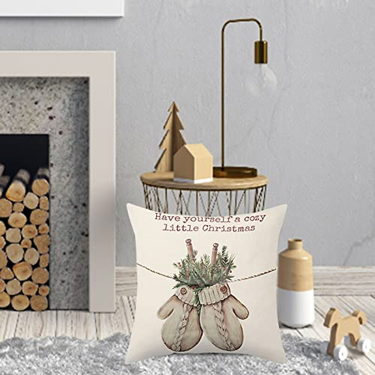 Scceatti Christmas Pillow Covers Set of 4 18x18 in Liene Winter Cushion Cover with Zipper Print Bohemian Toss Xmas Fashion Pillow Cases Protector for Couch Sofa Bed Living Room Decorations Gifts