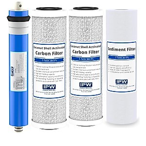 IPW Industries Inc. | Complete Reverse Osmosis Water Filter Replacement Kit for Krystal Pure KR15 - Membrane Filter, Carbon Block Filters, Polypropylene Sediment Filter for Efficient Water Filtration