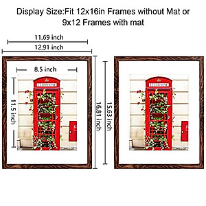 SESEAT 12x16 Picture Frame Rustic Brown, Display Pictures 9x12 with Mat or 12x16 without Mat, Photo Frames Wall Gallery, 1 Pack