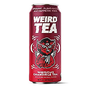 Drink Weird - Weird Tea, Chamomile Hibiscus Iced Tea, Certified Organic Functional Iced Tea, Plant-Based, Caffeine Free, 12 Pack of 16oz Cans