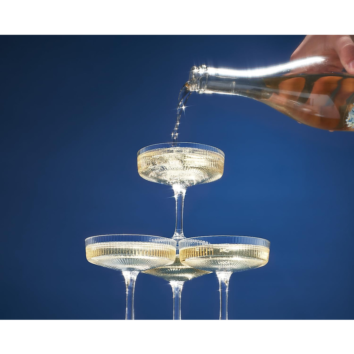 Vintage Art Deco Coupe Glasses, Martini, Champagne & Cocktail Ribbed Glass 7 oz | Set of 4 | Crystal, Manhattan, Cosmopolitan, Sidecar Cocktail Glassware for Champagne , Ripple Glassware - Gift Box