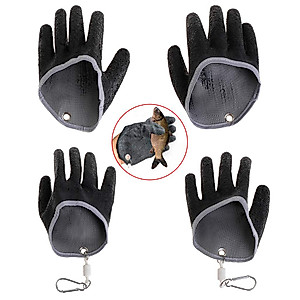 HELYZQ Fishing Gloves Non Slip Latex Glove with Magnet Release Fish Grab Anti Skid Capture Safety Portable Outdoor Fishing Professional Tackle Universal Breathable Left/Right Hand