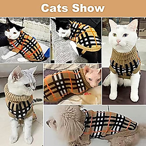 Classic Plaid Dog Turtleneck Sweater for Small Dog Pullover Knitted Sweater Pet Winter Warm Clothes Outfits for Poodle Puppy Cat Kitten Coffee Color (XXX-Large, Classic Plaid Style)