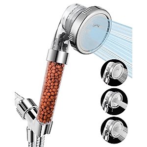 Luxsego Handheld Shower Head with 3 Modes - Removes Chlorine & Fluoride with Mineral Beads for Dry Hair & Skin