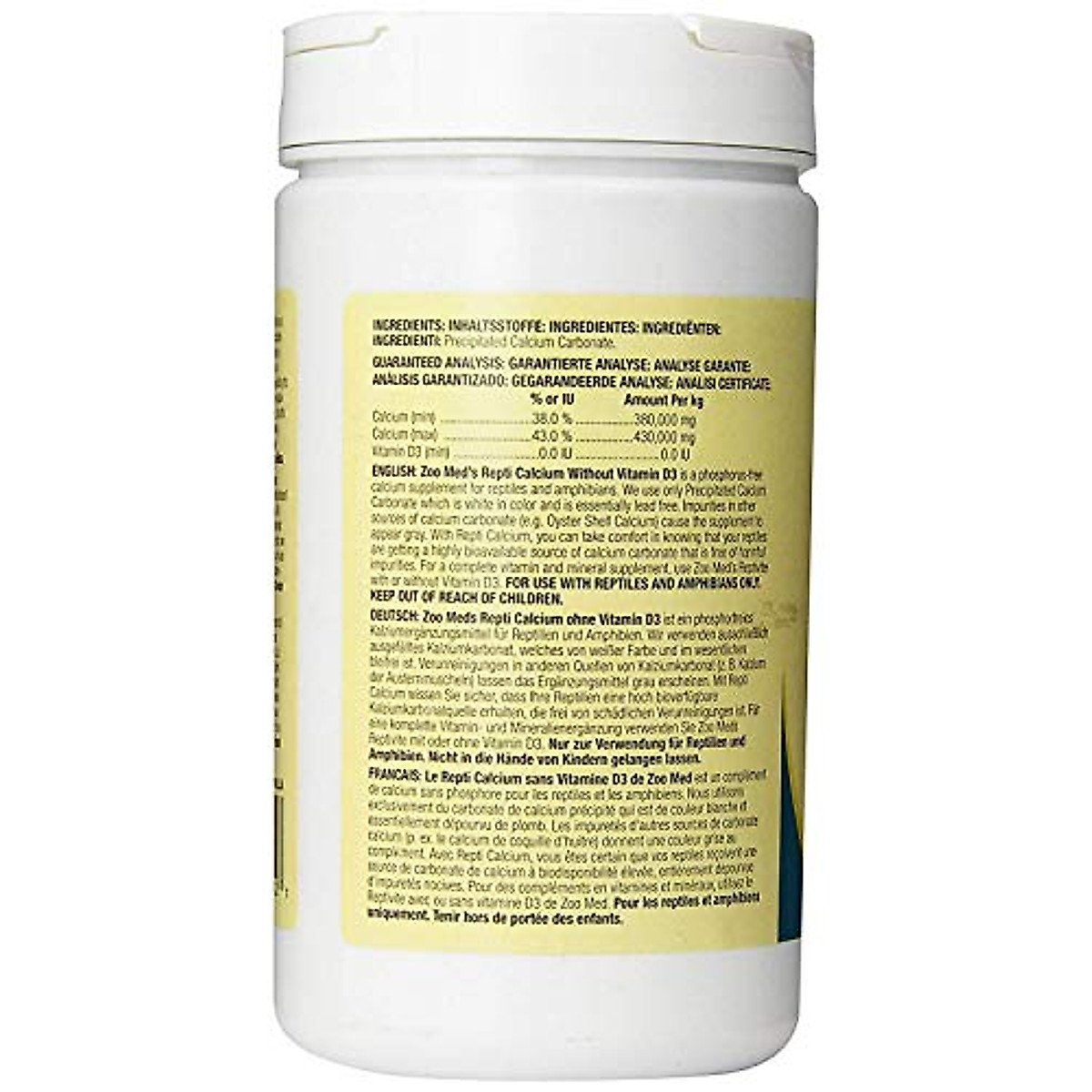 Zoo Med Repti Calcium Ultra Fine Precipitated Calcium Carbonate Reptile Supplement without Vitamin D3, 12-Ounce