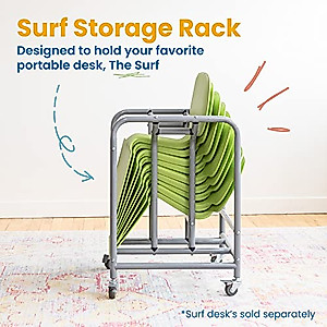 ECR4Kids The Surf Storage Rack, Stores 10 Portable Lap Desks, Flexible Seating, Silver