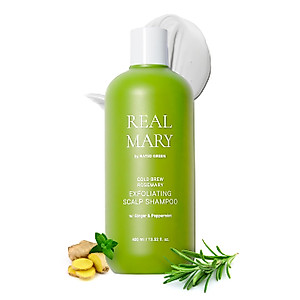 RATED GREEN Real Mary Exfoliating Dry Scalp Shampoo, 13.52 fl oz - Organic Rosemary Hair for Itchy , Gentle Scalp Moisturizer, with Ginger & Peppermint Oil
