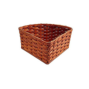 Amish Corner Storage Handmade Solid Oak Woven Wicker Basket (Small)