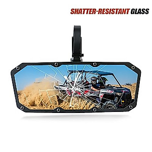 PACEWALKER UTV Rear View Mirror 1.5"-2"Adjustable Roll Bar Center Rearview Mirror with Adjustable Clamp Clear View 360 Degree Mirror for Polaris RZR Honda Pioneer Can Am X3 Kawasaki Mule