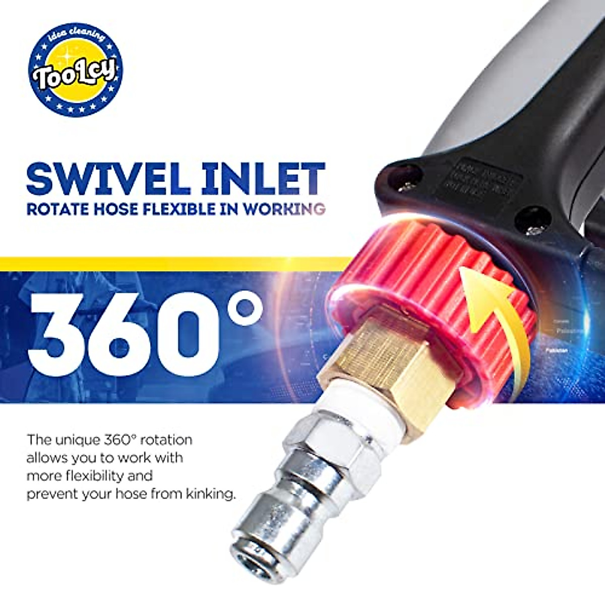 TOOLCY Pressure Washer Short Gun, Commercial 5000 PSI / 10.5 GPM with Nozzle Tips, 3/8" Swivel USA-NPT Thread x Quick Socket, Sturdy Design for Gas Power Washer