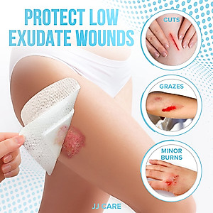 JJ CARE Adhesive Island Dressing [Pack of 25], 6x6 Sterile Bordered Gauze Dressing, Breathable Island Wound Dressing Individually Wrapped with Highly Absorbent Non-Stick Center Pad