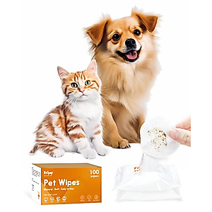 FriPuP Dog Eye Wipes, Travel Size Pet Wash Pads for Ear Face Wrinkle Cleaning, Gentle Tear Stain & Eye Discharge Remover for Cats Kitten Puppy, Essential Small Dog Items, Soft 100 Count (Pack of 2)