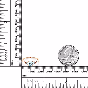 Gem Stone King 10K Rose Gold 6MM Round Gemstone Birthstone White Created Sapphire and White Diamond Accent 3-Stone Engagement Ring | Three-Stone Wedding Anniversary Promise Ring For Women