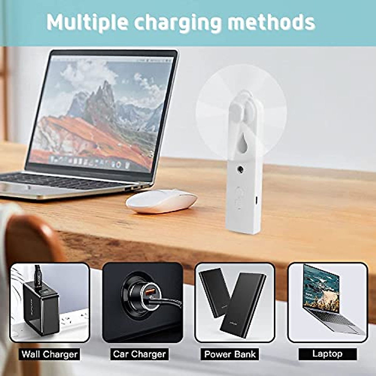 Crethinkaty Mini Handheld Fan USB Misting Fan Rechargeable Portable Pocket Desk Fans Mini Water Spray Hydrating Fan for Office,Home,School,Camping,Outdoor,Travel (2 Speeds)