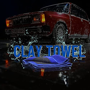 Clay Bar Towel Pack of 2 with 2 Gifted Gloves AutoCare Fine Grade Microfiber Clay Towel Auto Detailing Towel Clay Bar Alternative for Car Detailing-Blue