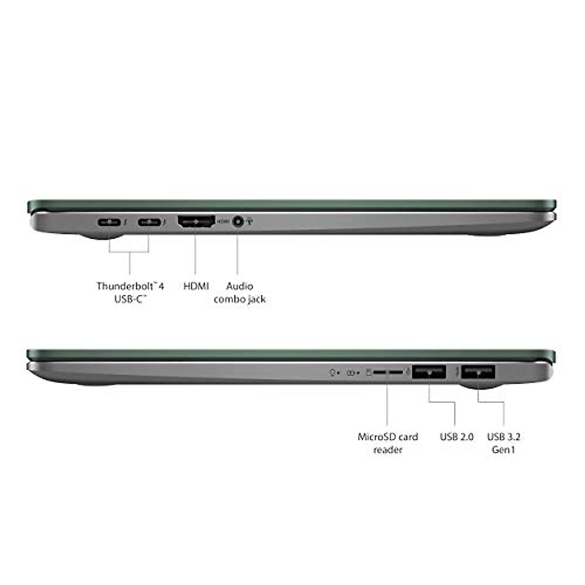 ASUS VivoBook S14 S435 Laptop, 14” FHD Display, Intel Evo Platform, i7-1165G7 CPU, 8GB RAM, 512GB PCIe SSD, Windows 11 Home, AI Noise-Cancellation, Deep Green, S435EA-DH71-GR