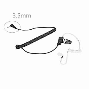 Yolipar 2PCS 3.5mm Surveillance Single-Wire Listen Only Earpiece Walkie Talkie with Covert Tansparent Acoustic Tube Headset Police Law Enforcement for Speaker mics & 1 Pair Medium Black Earmold