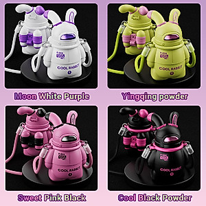 Huisvroe Space Moon Rabbit Stainless Steel Cup Trendy Large Capacity for Kids Ideal for School and Travel Great Gift Option Extraordinary insulation Keeps drinks hot or cold all day(White)