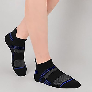 COOPLUS Mens Ankle Socks Athletic Cushioned Breathable Low Cut Tab With Arch Support - 6 Pairs