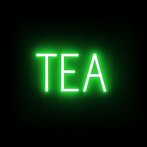 SpellBrite TEA Sign for Cafes | Coffee Drink-Related Signs with Neon Look, Green LED Light | 13.1" x 6.3"