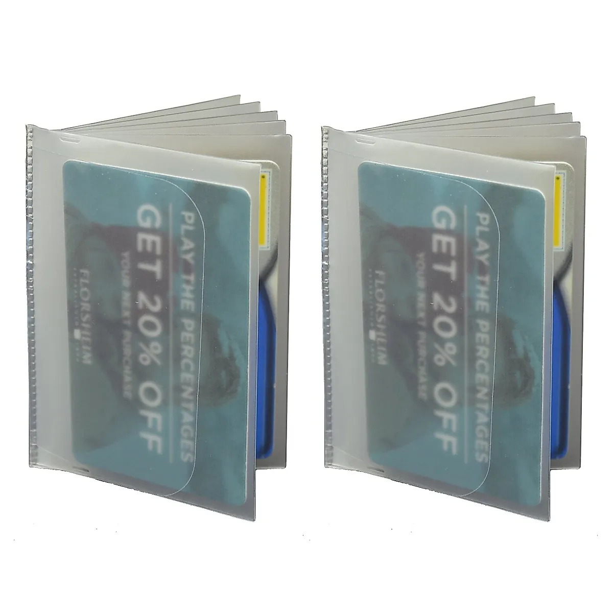 SET of 2-6 Page Plastic Wallet Insert for Bifold Billfold or Trifolds