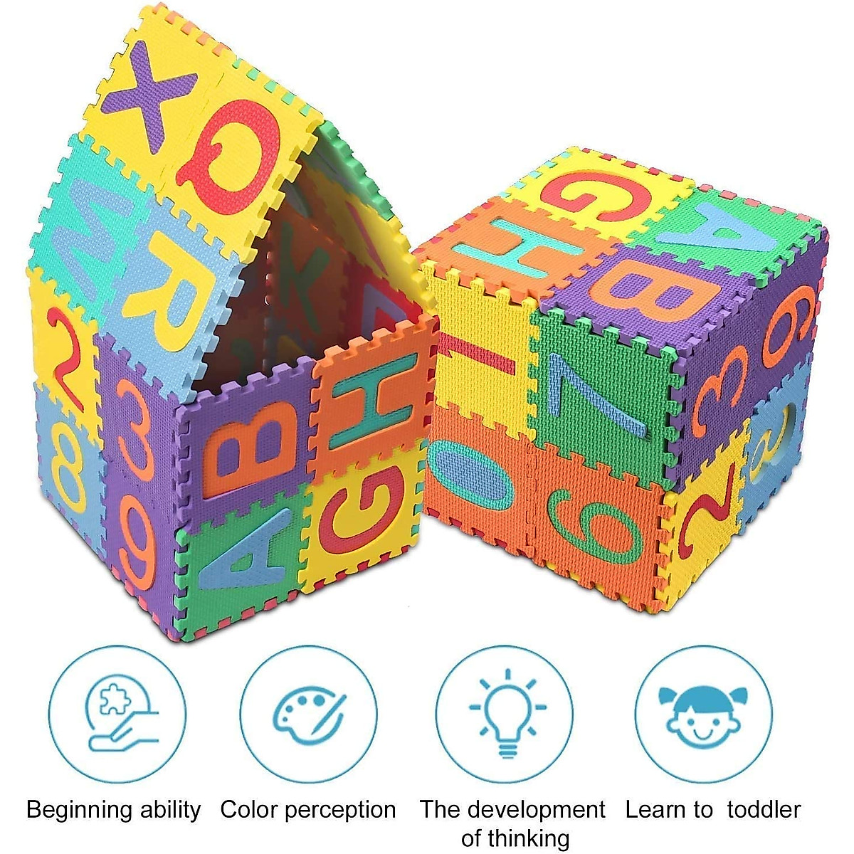 Kangler Kids Foam Puzzle Play Mat (36-Piece Set) 5.9inch x 5.9inch Interlocking EVA Floor Tiles with Alphabet and Numbers