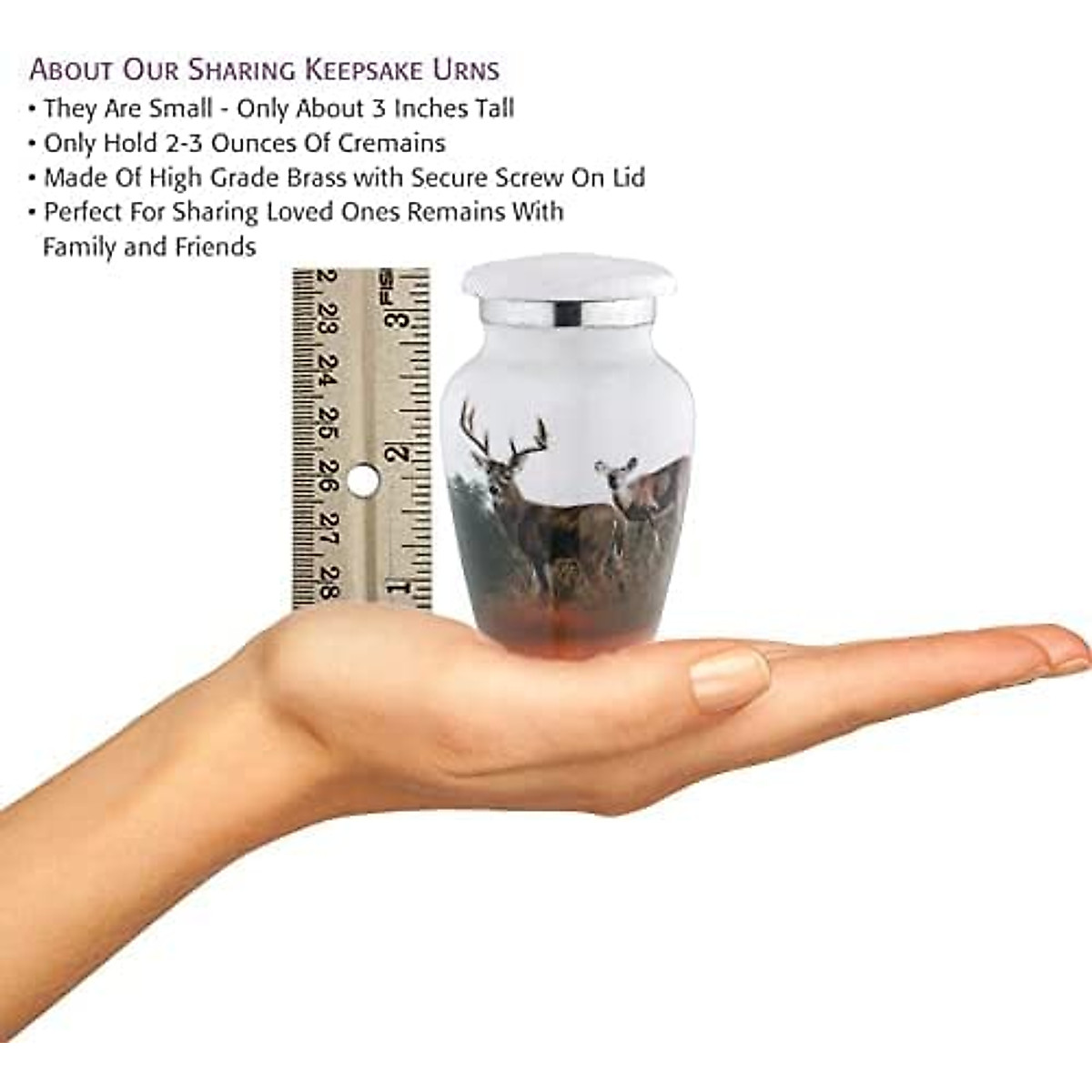 BOLD & DIVINE Keepsake Cremation Urns for Human Ashes - Decorative Urns, Urns for Human Ashes Female & Male, Urns for Ashes Adult Female, Funeral Urns | Mini Urn Set of 4 Deers