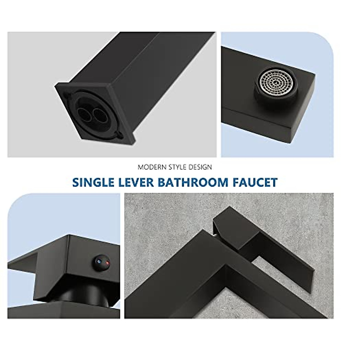 SKOWLL Bathroom Sink Faucet Single Handle One Hole Vanity Faucet Deck Mount Bath Faucet with Deck Plate, Matte Black