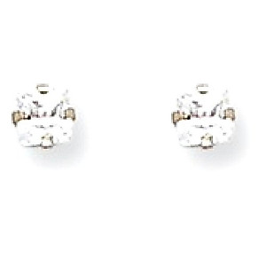 14K White Gold 3mm Square Cubic Zirconia CZ Stud Earrings