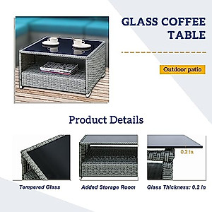 EAGLE PEAK 12 Piece Outdoor Wicker Patio Furniture Set with 2 Coffee Tables, PE Rattan Sectional Conversation Sofa Set with Seating for 10 People, Light Blue