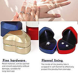 iSuperb Heart Shaped Ring Box LED Light Engagement Ring Boxes Jewelry Gift Box for Proposal Wedding Valentine's Day Anniversary Christmas (Red)
