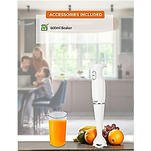 COMMERCIAL CHEF Immersion Blender, Hand Blender with Stainless Steel Blades, Immersion Blender with Quiet Motor, Electric Mini Blender for Delicious Food