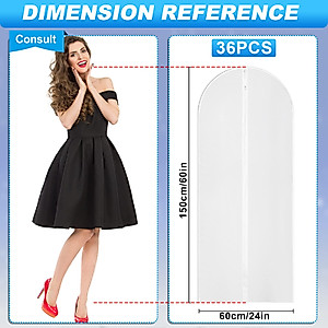 Weysat Set of 36, 24 x 60 Inch Hanging Garment Bag Clear Garment Covers Plastic Clothes Protectors for Hanging Clothes Storage Full Zipper Suit Bags PEVA Breathable Cover for Clothing Coat