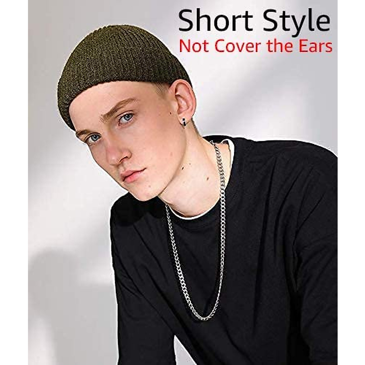 ROYBENS Swag Wool Knit Cuff Short Fisherman Beanie for Men Women, Winter Warm Hats, 3PCS