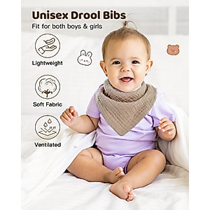 Lictin Muslin Baby Bandana Bibs - 8 Pack Baby Bandana Drool Bibs Cotton Unisex, Snap Muslin Bibs for Boys Girls, Absorbent & Soft for Teething and Drooling, Adjustable Snaps