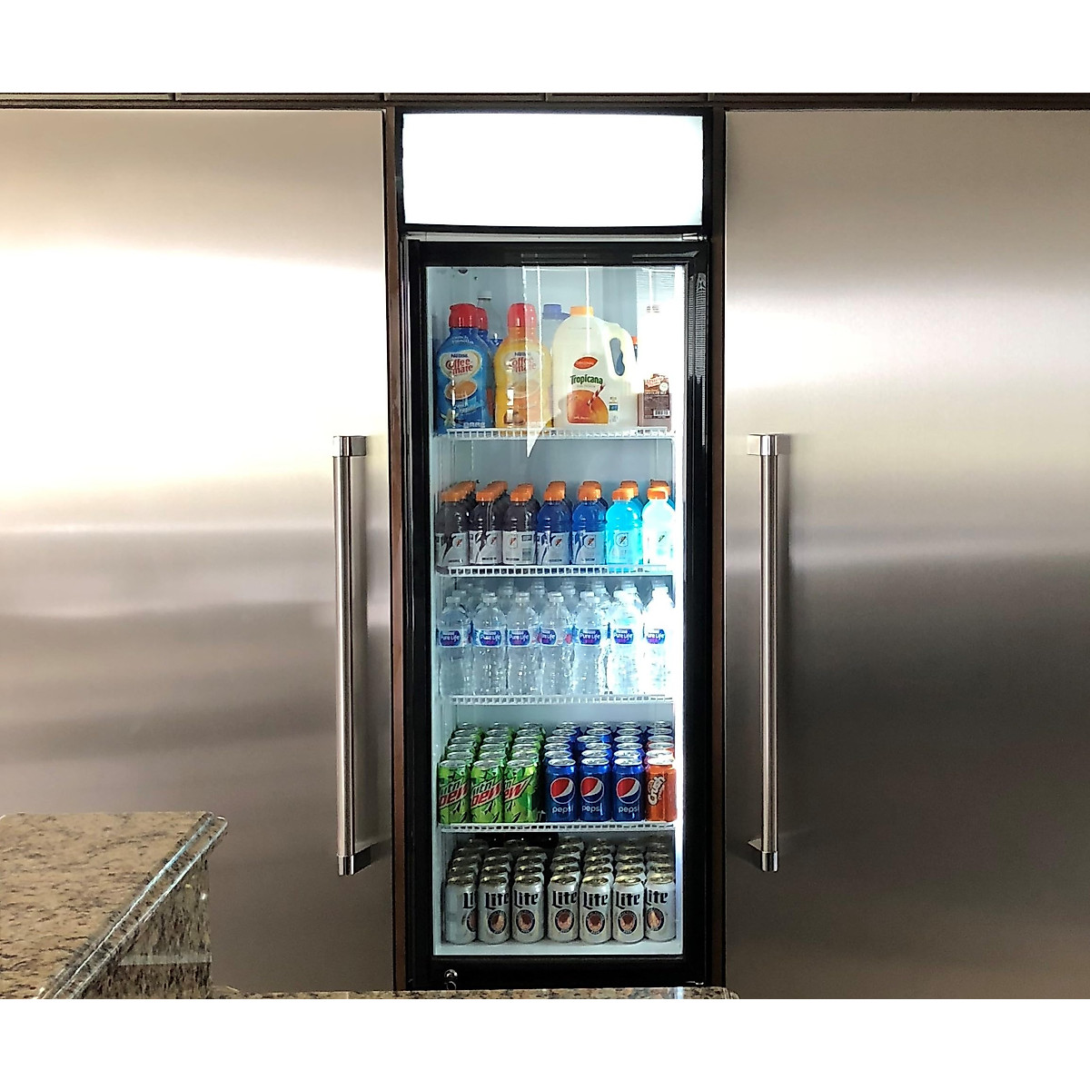 New Procool Refrigeration Glass Door Upright Display Beverage Cooler, Merchandiser Refrigerator; 12.7 Cubic Ft.
