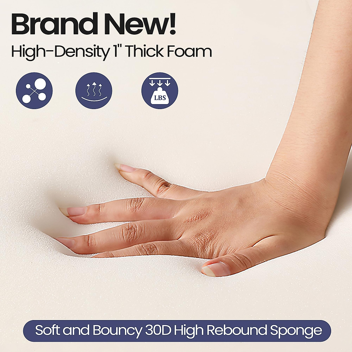 PATIOHIT Lounge Chair Cushions for Outdoor Furniture, Comfortable Chaise Lounge Cushions Set of 2 Patio Chair Cushions Outside UV-Resistant for Lawn, Pool (2, Navy, 72" x 21")