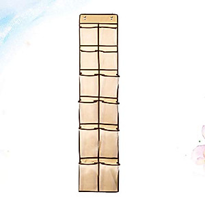 Cabilock Clear Storage Tote Pocket Organizer Pouch Bags Storage Tote 1PC 12 Pockets Door Haning Shoe Organizer Non-Woven Fabrics Storage Bag Mesh Pouch (Beige) Organizer Clear