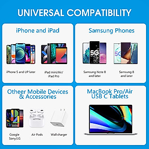 iPhone 15 Charging Cable 10ft 2Pack,USB C to USB C 60W 4-in-1 Fast Charger Cord for iPhone 15/14/13/12,for iPad Pro/Mini/Air,MacBook Pro,Samsung Galaxy(Black)