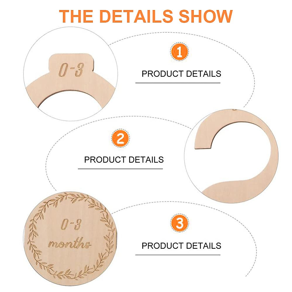 Baby Closet Size Dividers,Baby Closet Size Divider Wooden Baby Closet Organizers Hanging Closet Dividers from Newborn Infant to 24 Months for Home Nursery Baby Clothes(7 Pieces) (2)