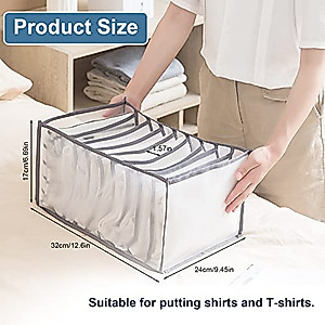 KesaPlan 2Pcs Wardrobe Clothes Organizer, 9Grids Visible Foldable Closet Organizers, Compartment Storage Box with Mesh Separation, Washable Drawer Dividers Organizers for T-Shirt & Shirts (Shirts)