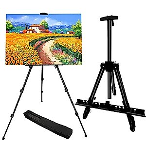 RRFTOK Artist Easel Stand, Adjustable Easel for Painting Canvases Height from 17 to 66 Inch,Carry Bag for Table-Top/Floor Drawing and Didplaying