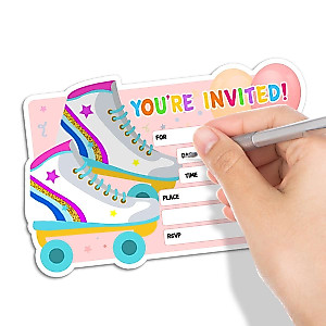Simimi art Roller Skate Birthday Party Invitations - 30 Invite Cards with Envelopes
