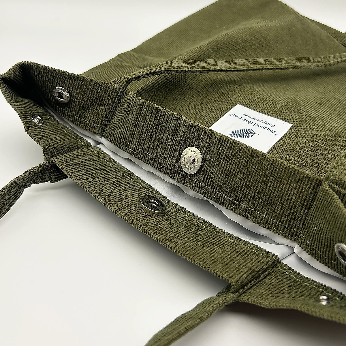 GODWOODS Fashion Tote Bag for Women Corduroy Shoulder Cord Purse with Inner Pocket (Army Green)